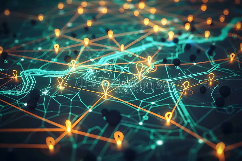 A Futuristic Digital Map Representing Global Network Connectivity Stock ...