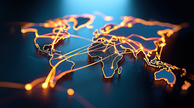 Futuristic Digital Map Showcasing Global Connections and Networks Stock ...