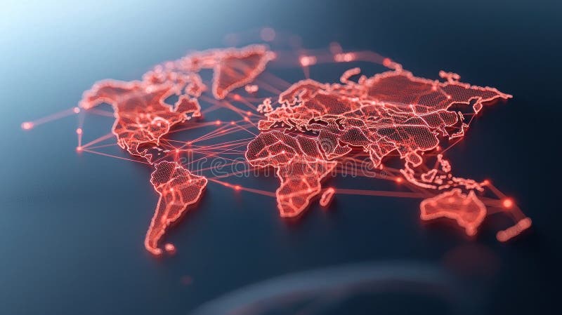 Futuristic Digital Map Showcasing Global Connections and Networks Stock ...