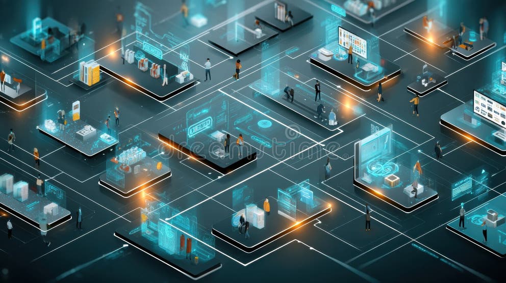 Futuristic Digital Marketplace with Holographic Transaction Flow ...