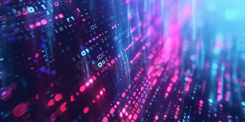 Futuristic Digital Matrix with Light Streams, Data Code, Technology ...