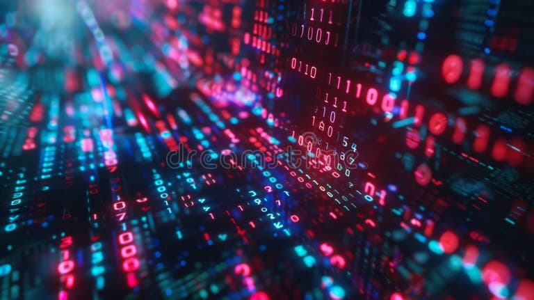 Futuristic Digital Matrix with Light Streams, Data Code, Technology ...