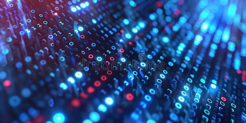 Futuristic Digital Matrix with Light Streams, Data Code, Technology ...