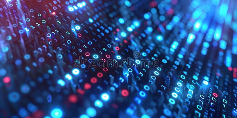 Futuristic Digital Matrix with Light Streams, Data Code, Technology ...