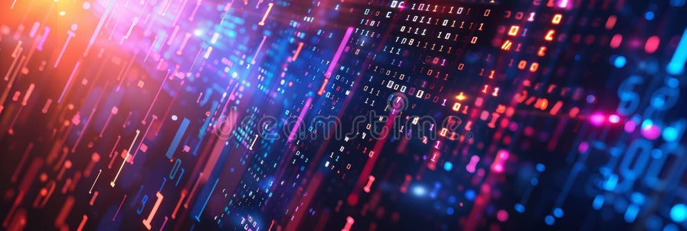 Futuristic Digital Matrix with Light Streams, Data Code, Technology ...