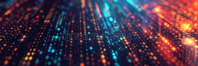 Futuristic Digital Matrix with Light Streams, Data Code, Technology ...