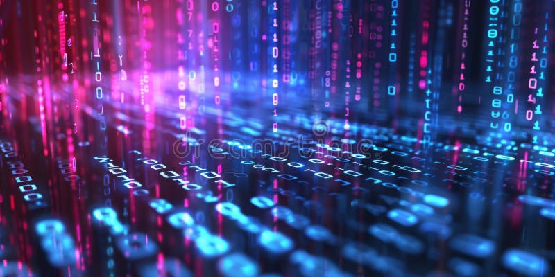 Futuristic Digital Matrix with Light Streams, Data Code, Technology ...