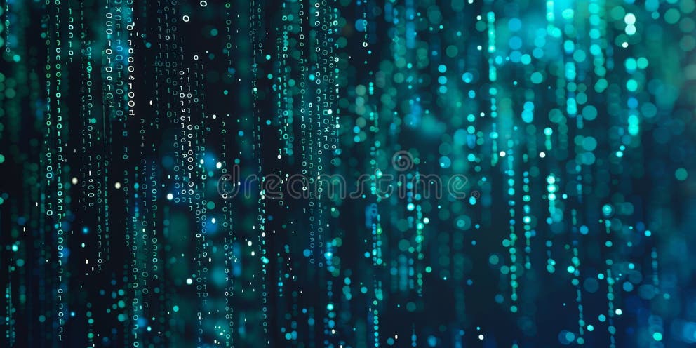 Futuristic Digital Matrix with Light Streams, Data Code, Technology ...