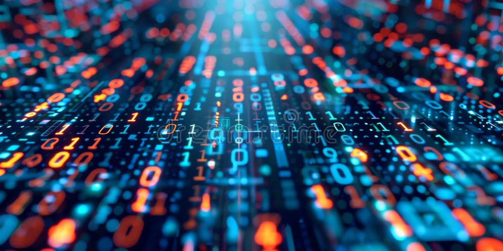 Futuristic Digital Matrix with Light Streams, Data Code, Technology ...