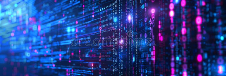 Futuristic Digital Matrix with Light Streams, Data Code, Technology ...