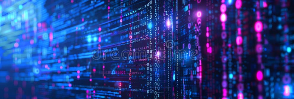 Futuristic Digital Matrix with Light Streams, Data Code, Technology ...
