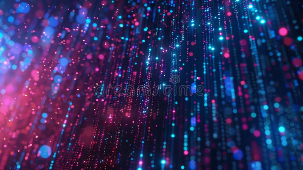 Futuristic Digital Matrix with Light Streams, Data Code, Technology ...