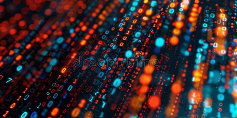 Futuristic Digital Matrix with Light Streams, Data Code, Technology ...