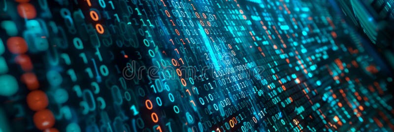 Futuristic Digital Matrix with Light Streams, Data Code, Technology ...