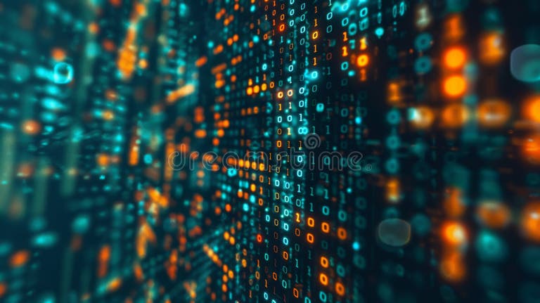 Futuristic Digital Matrix with Light Streams, Data Code, Technology ...