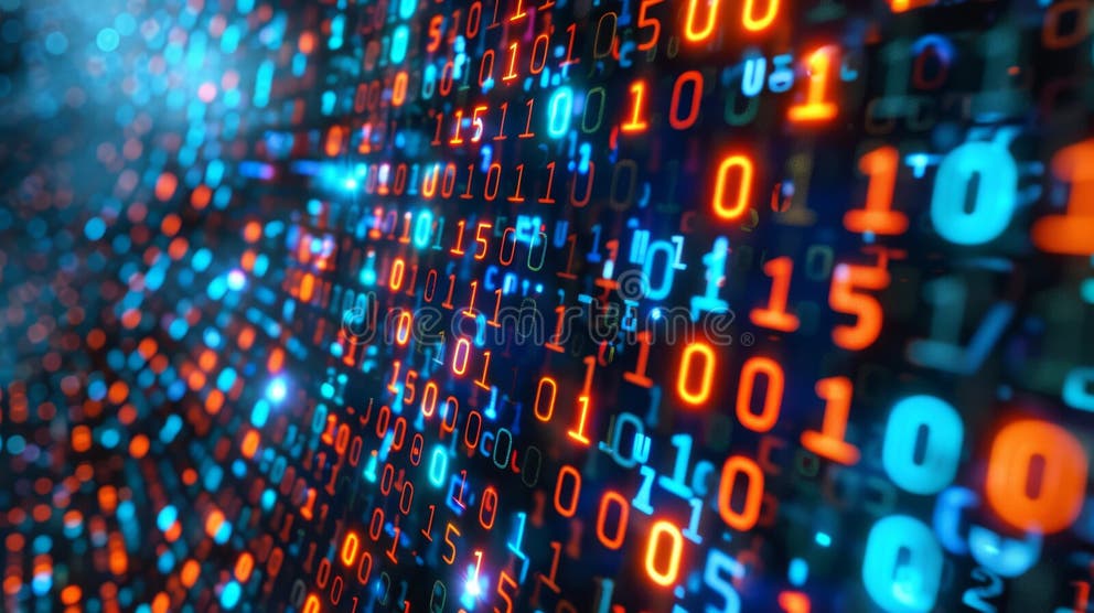 Futuristic Digital Matrix with Light Streams, Data Code, Technology ...