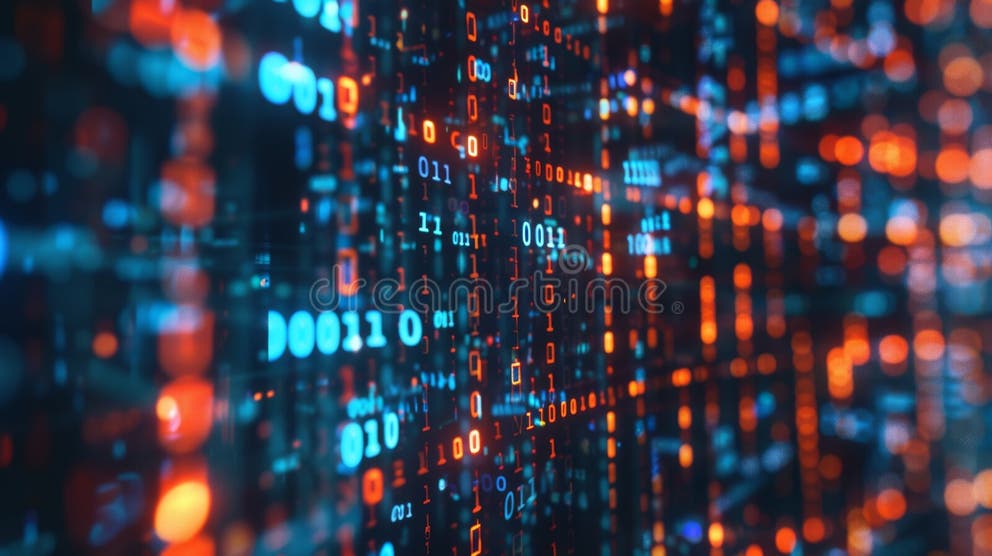 Futuristic Digital Matrix with Light Streams, Data Code, Technology ...