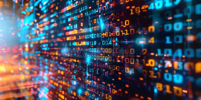 Futuristic Digital Matrix with Light Streams, Data Code, Technology ...