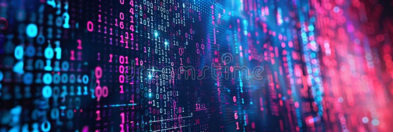 Futuristic Digital Matrix with Light Streams, Data Code, Technology ...