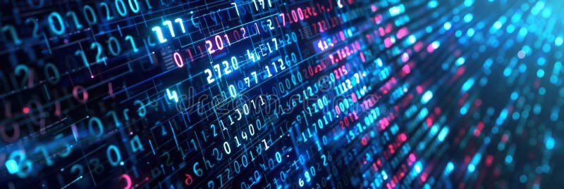 Futuristic Digital Matrix with Light Streams, Data Code, Technology ...