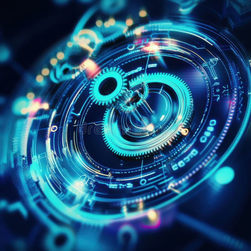 Futuristic Digital Mechanism in Action Virtual Environment Graphic ...