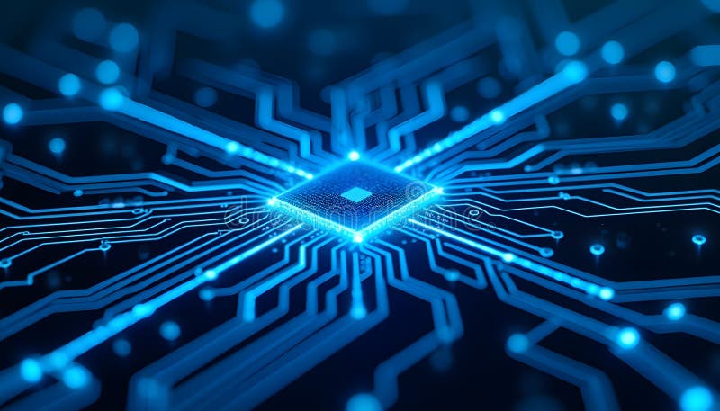Futuristic Digital Microchip with Glowing Circuitry Representing ...