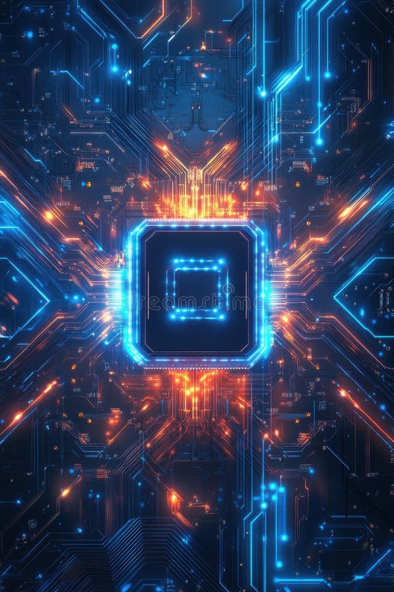 Futuristic Digital Microchip with Glowing Circuitry in Virtual Sci-fi ...