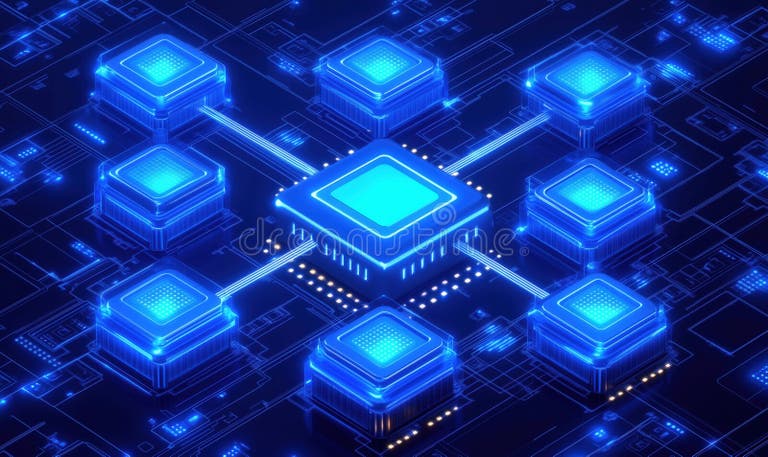 Futuristic Digital Network Architecture Featuring Interconnected ...