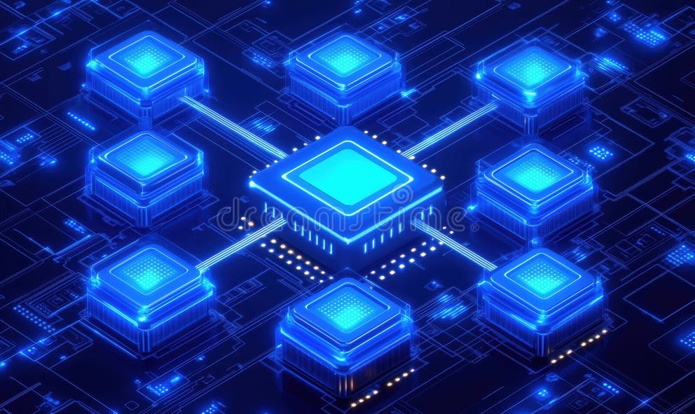 Futuristic Digital Network Architecture Featuring Interconnected ...