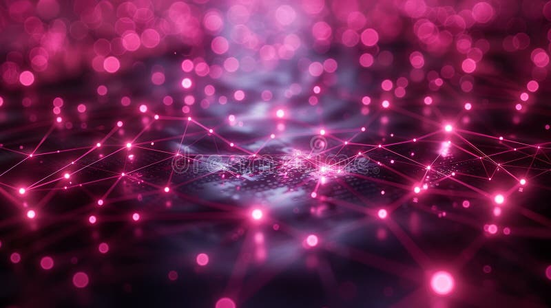 Futuristic Digital Network Background with Glowing Pink Nodes and Lines ...