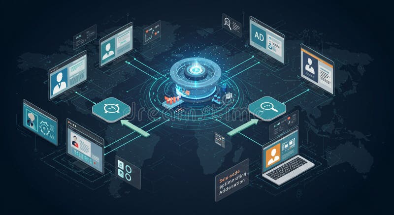 Futuristic Digital Network Concept with a Central Circular Hub ...