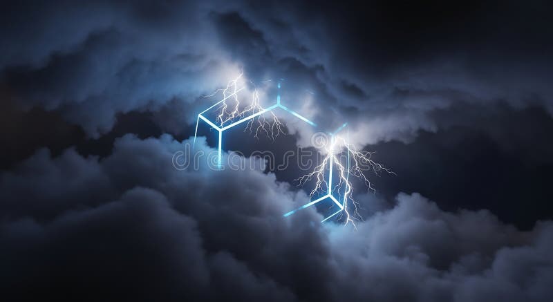 Dramatic Futuristic Tech Background Lightning Bolts Stock Illustrations ...