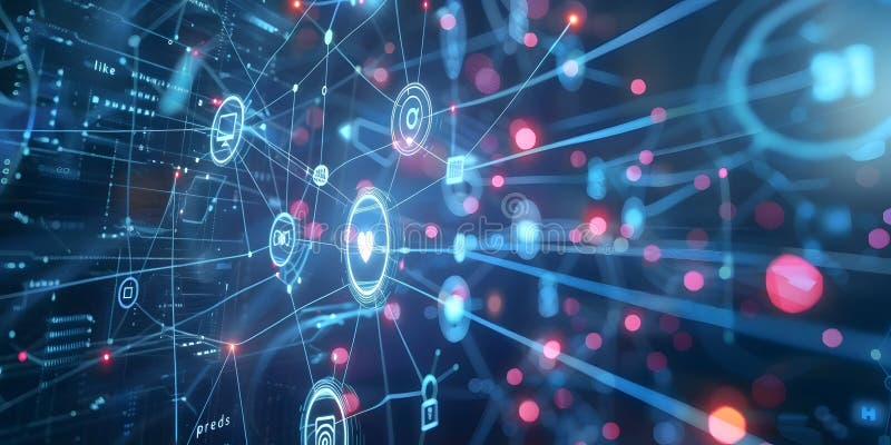 Futuristic Digital Network with Connected Nodes and Human Icons ...