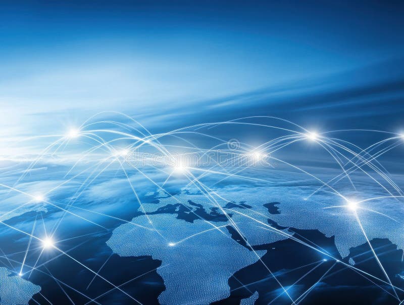 Futuristic Digital Network Connecting Global Planets and Continents ...