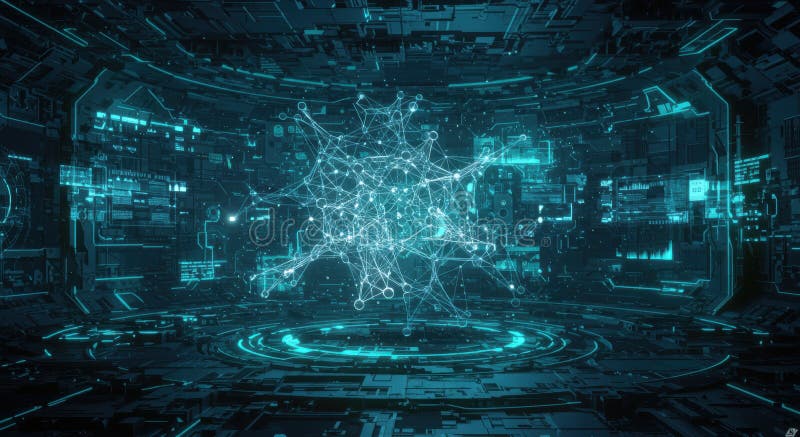 Digital Network Core stock illustration. Illustration of blockchain ...