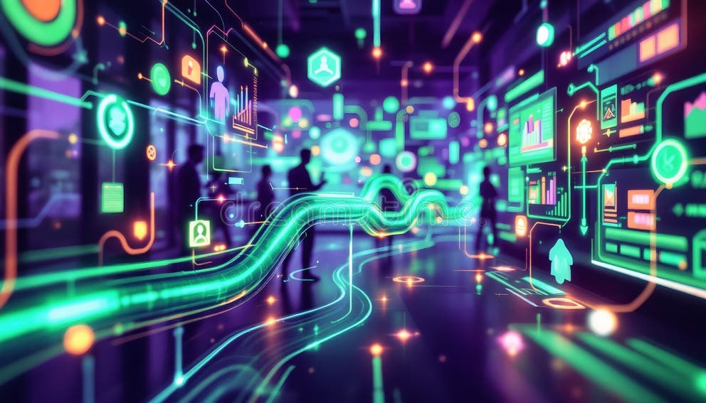 Futuristic Digital Network: Data Visualization and Innovation Stock ...