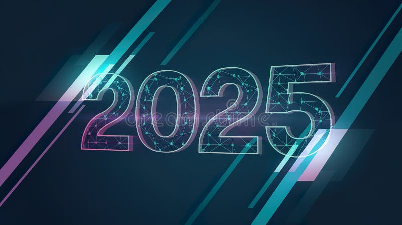 Futuristic 2025 Digital Network Design with Abstract Glowing Elements ...