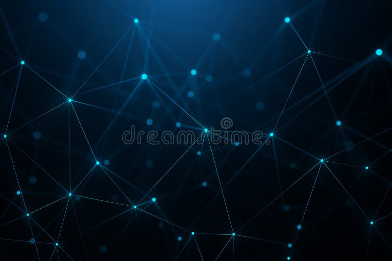 Futuristic Digital Network with Glowing Blue Points and Geometric Lines ...