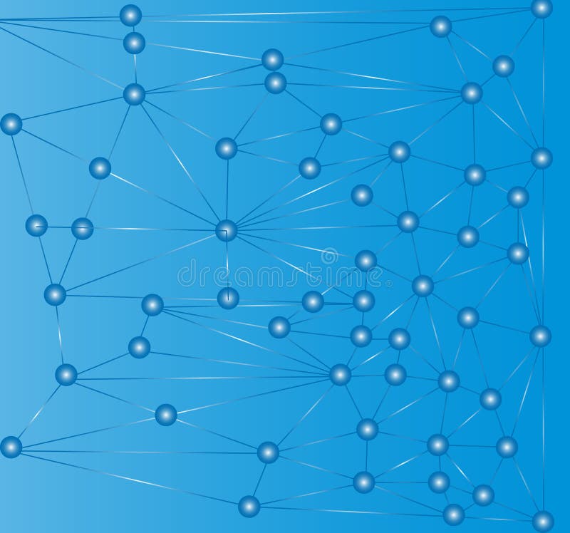 Futuristic Digital Network with Glowing Blue Spheres and Connections ...