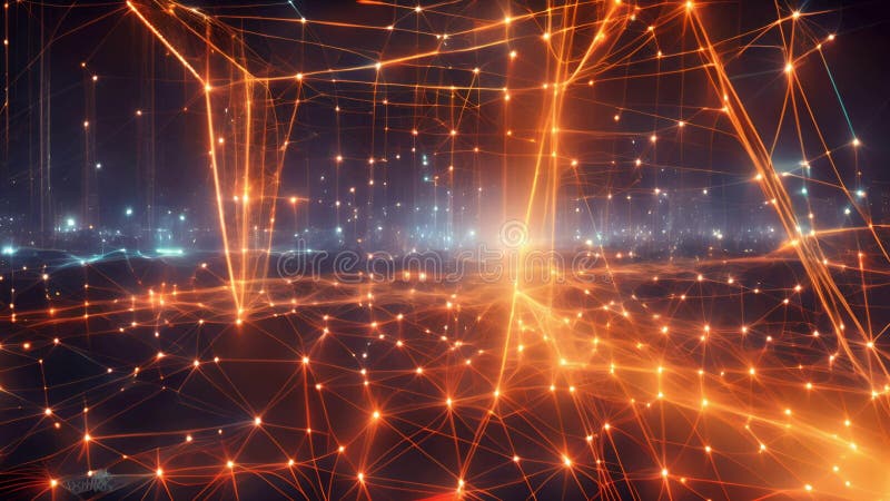 Futuristic Digital Network Glows with Interconnected Lights in ...