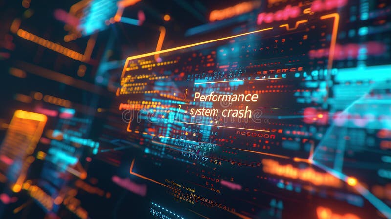 Futuristic Digital Network with Performance System Crash Alert Stock ...