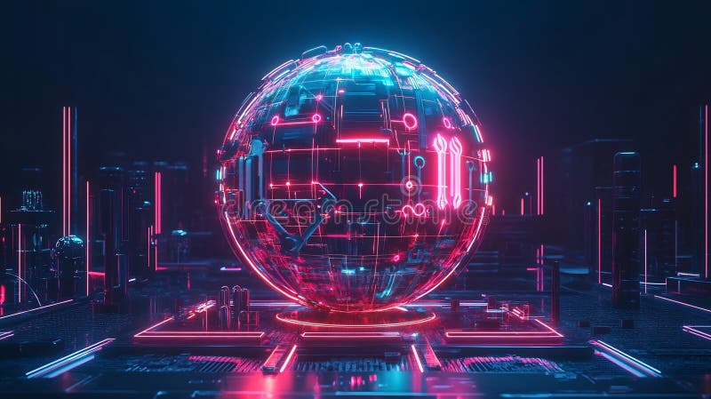 Futuristic Digital Network Sphere Representing Smart Construction Hub ...