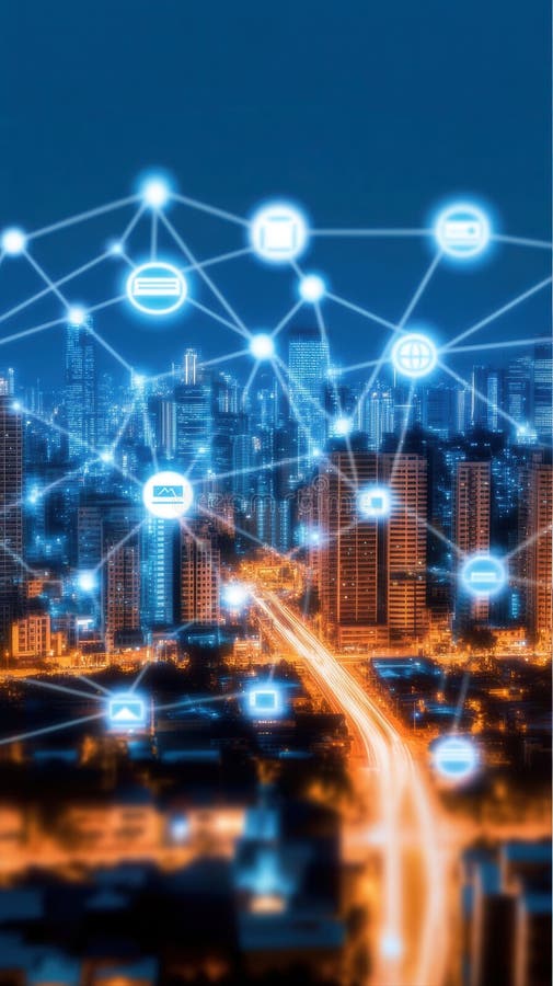 Futuristic Digital Network Technology Concept with Interconnected Data ...