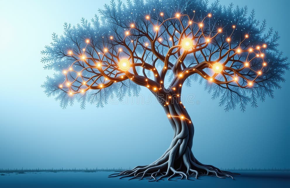 Futuristic Digital Network Tree with Illuminated Branches and Roots. AI ...