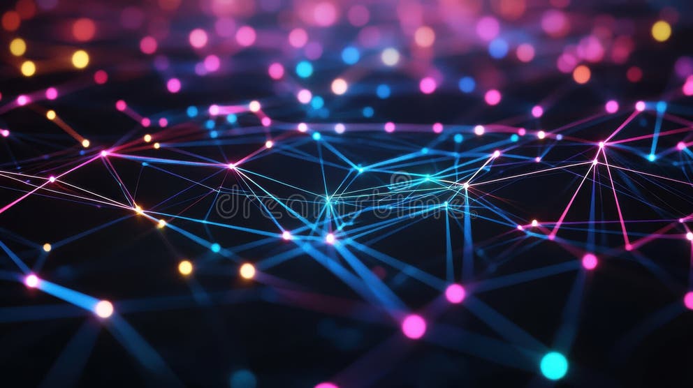 Futuristic Digital Network with Vibrant Neon Lights for Modern ...