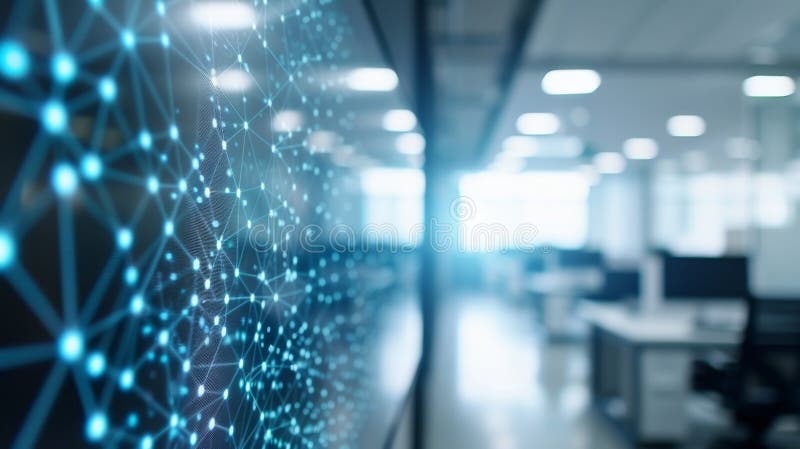 Futuristic Digital Network Visualization on Large Screen in Modern ... Futuristic Digital Network Visualization on Large Screen in Modern ...