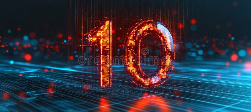 Futuristic Digital Number 10 in Technology Background, Innovation and ...