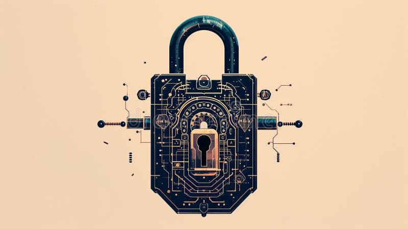 Futuristic Digital Padlock with Circuit Board Design on Beige ...