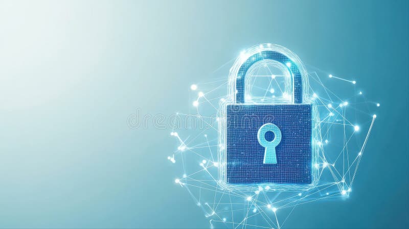 Futuristic Digital Padlock Glowing with Connected Nodes Symbolizes ...