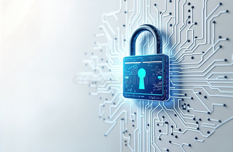Futuristic Digital Padlock on Tech Background. Secure Digital Lock ...